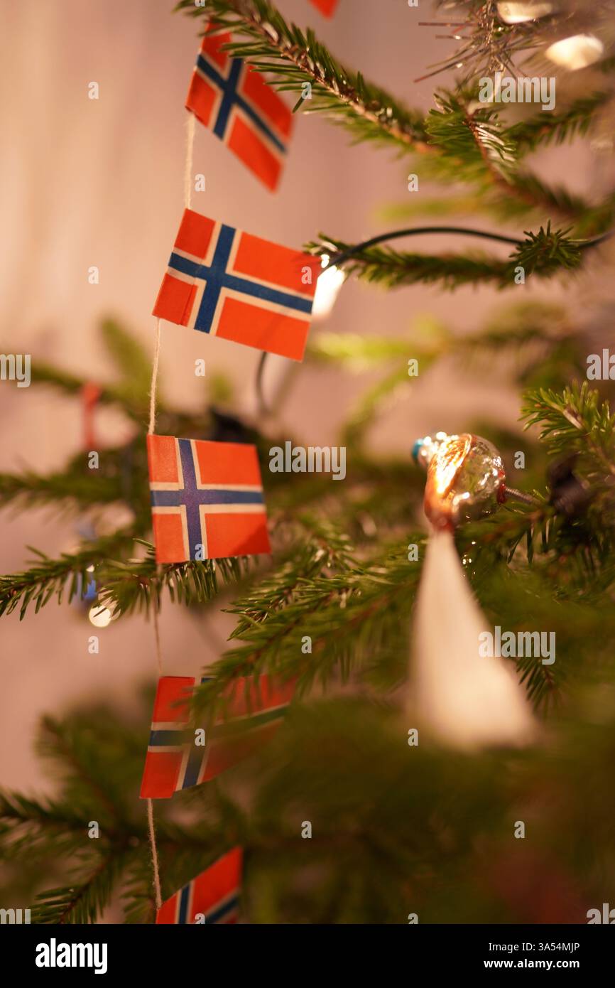 Norwegian christmas tree with flags hi-res stock photography and images ...