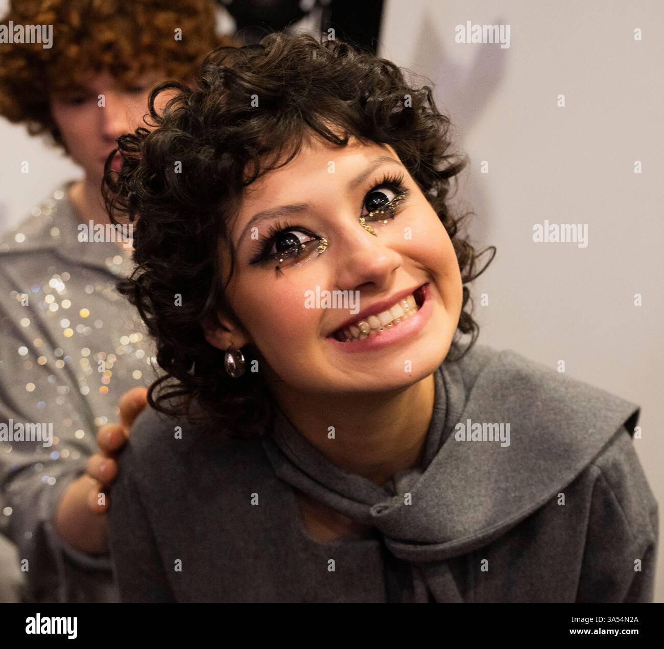 Kyiv, Ukraine - 17th February, 2025. Backstage at the Gasanova fashion show, models prepare with ...