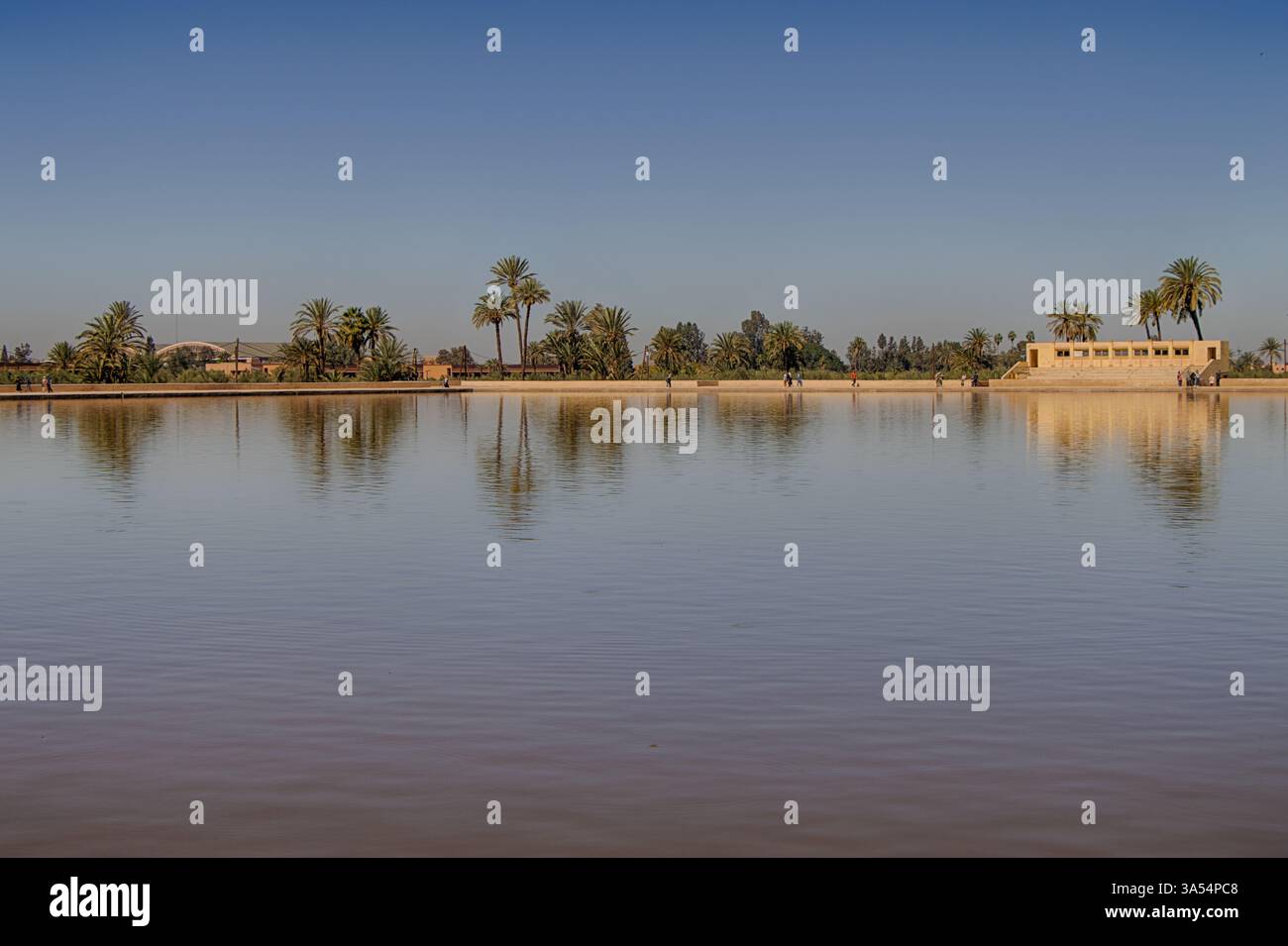 Menara gardens reflecting pool and pavilion with the snow capped Atlas ...