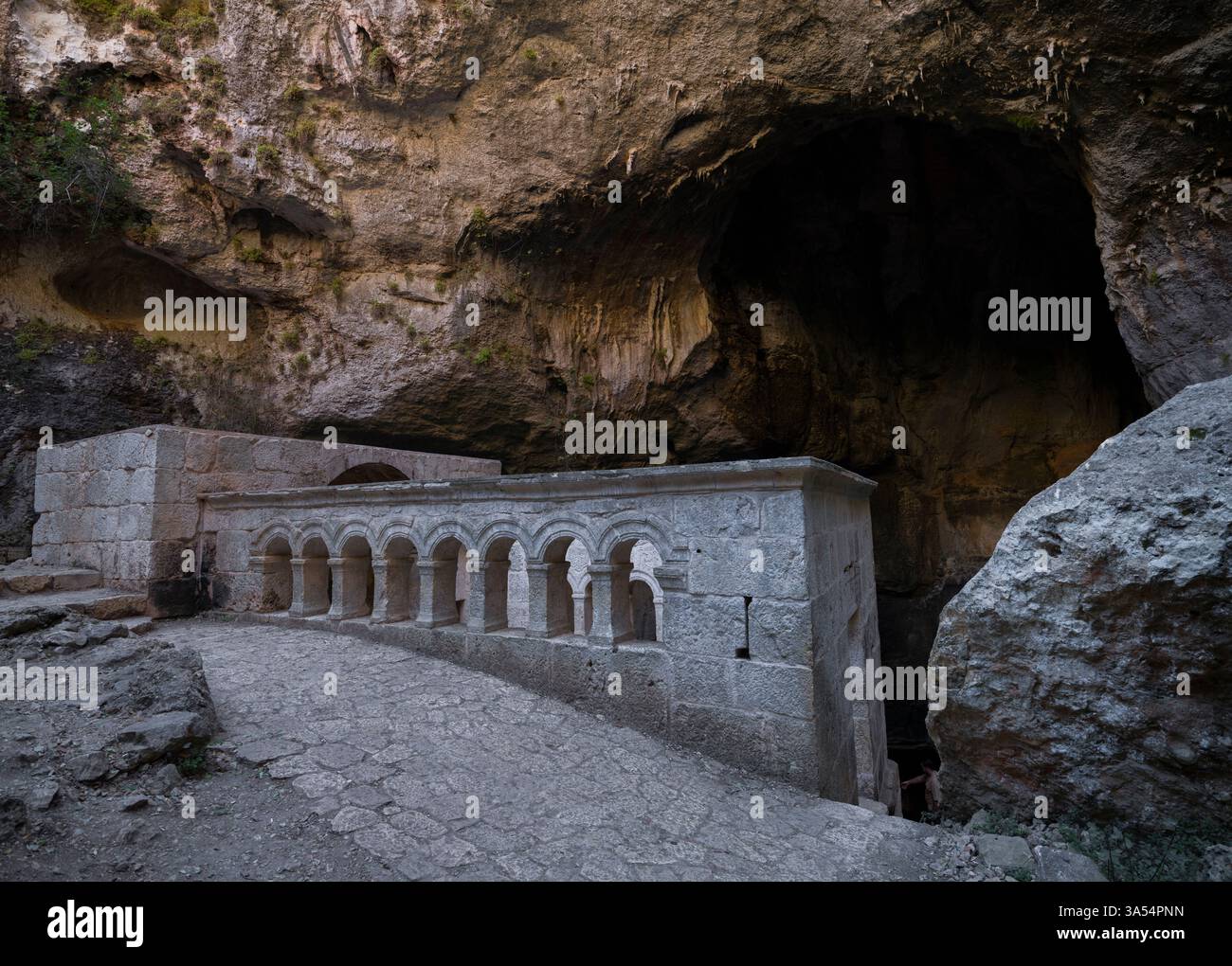 The church of Paulus at the entrance to the sinkhole or cave of ...