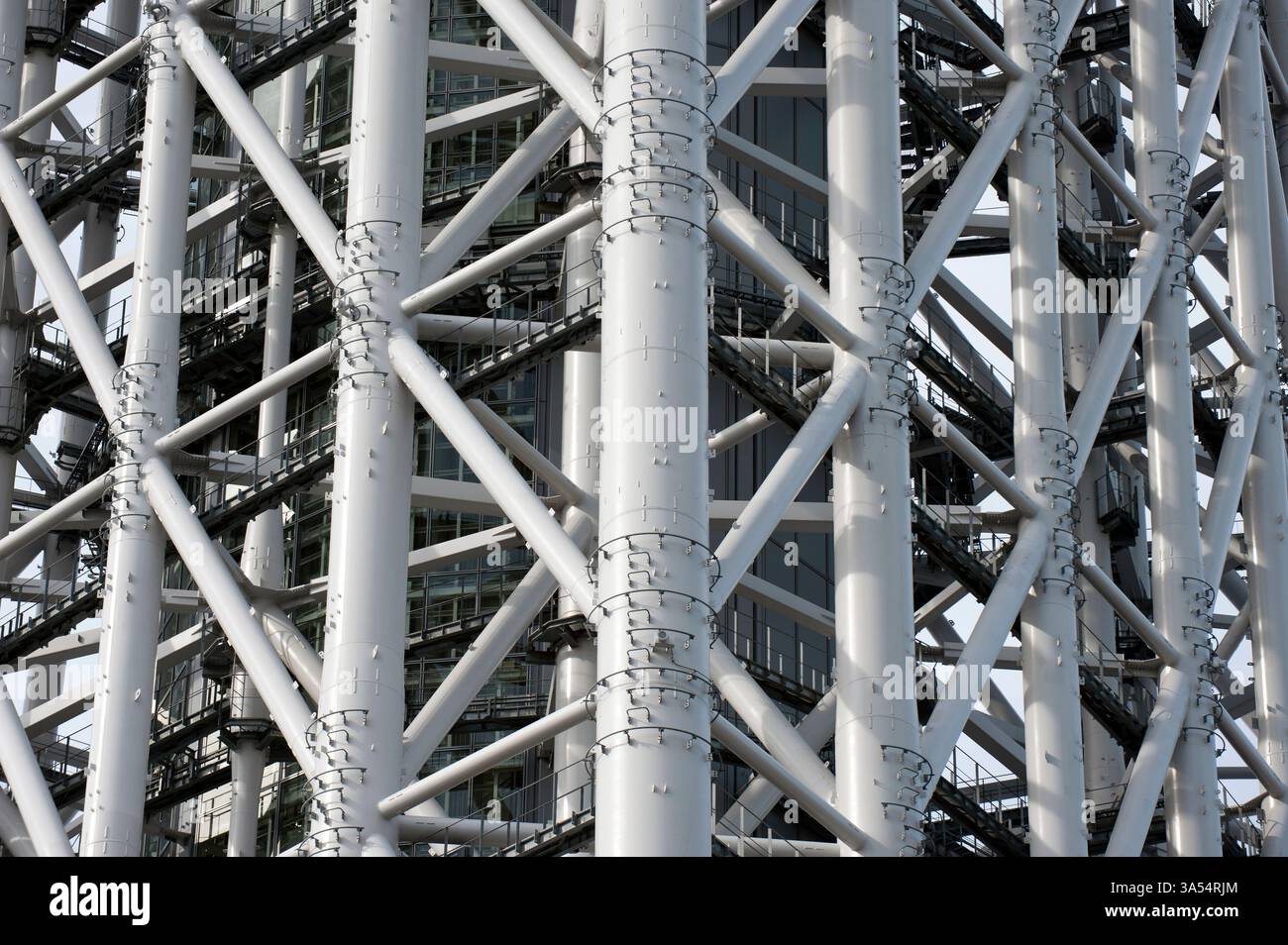 Close-up view of the Tokyo Skytree structural support framework showing ...