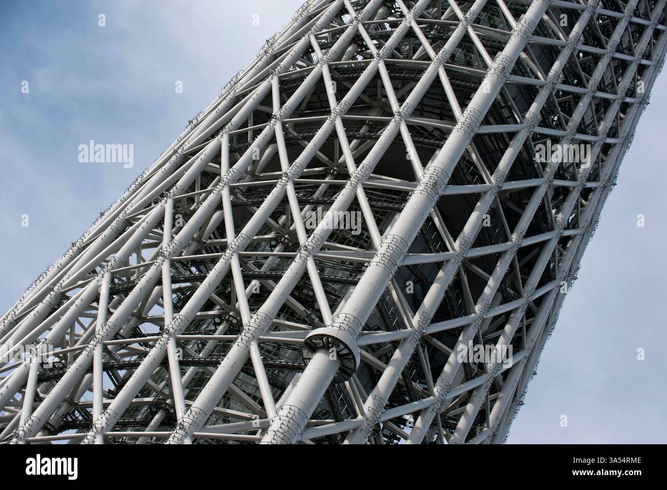 Close-up view of the Tokyo Skytree structural support framework showing ...