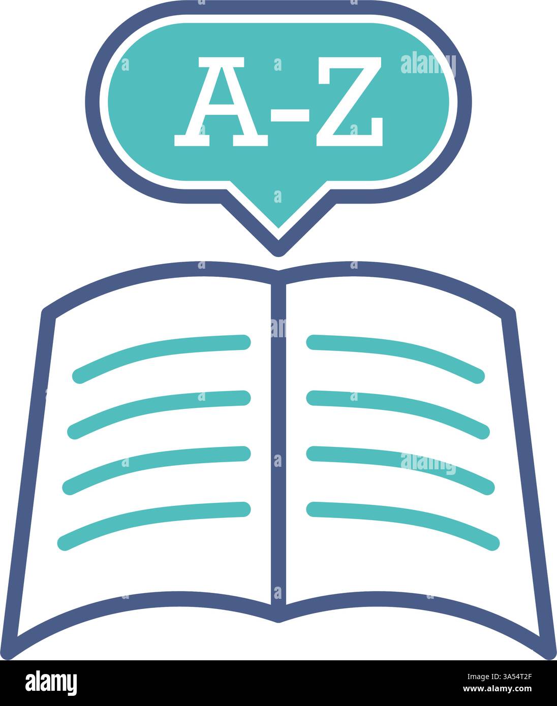 Glossary book icon in flat style. Guidebook encyclopedia vector ...