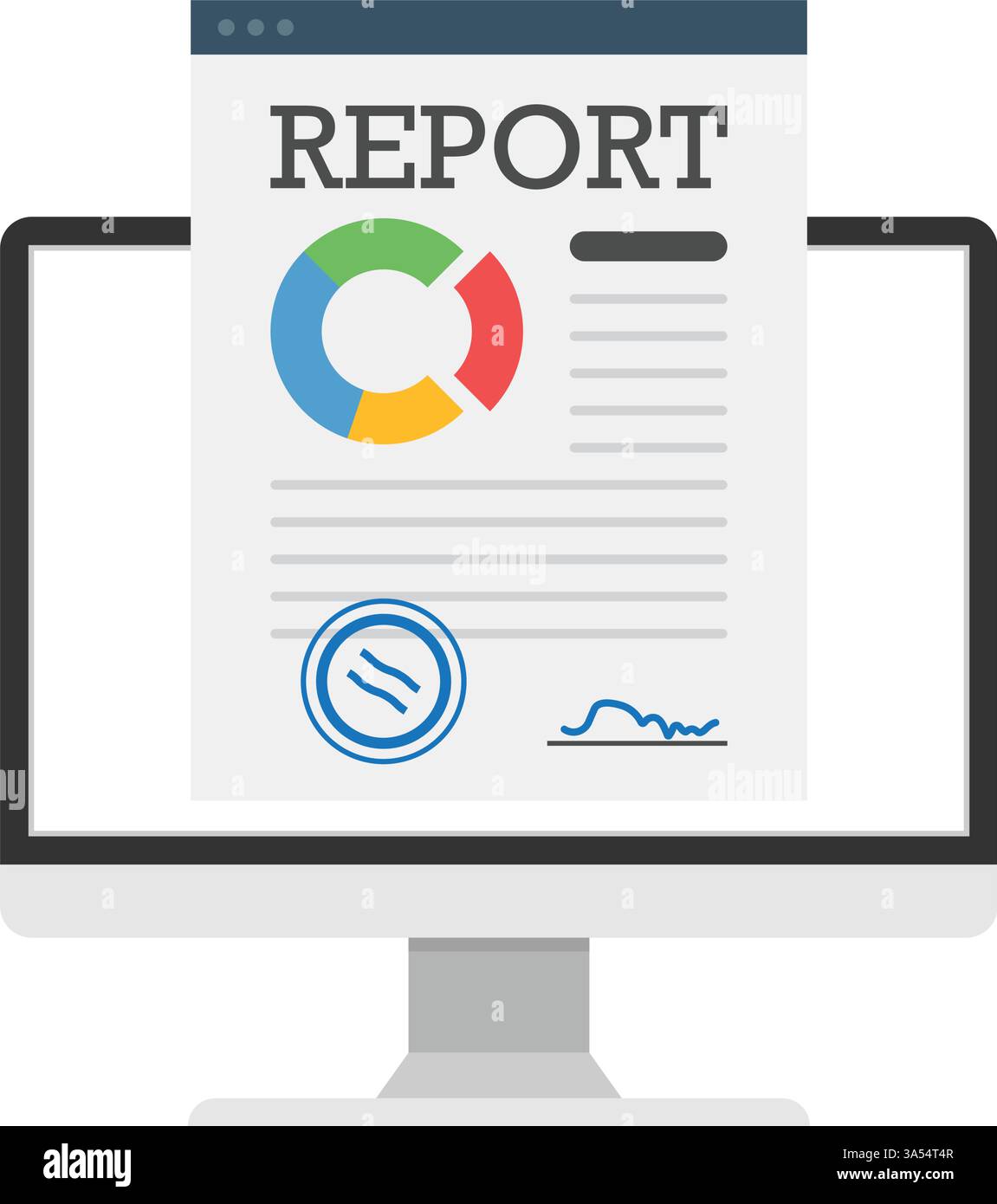 Report document icon in flat style. Dashboard plan vector illustration ...