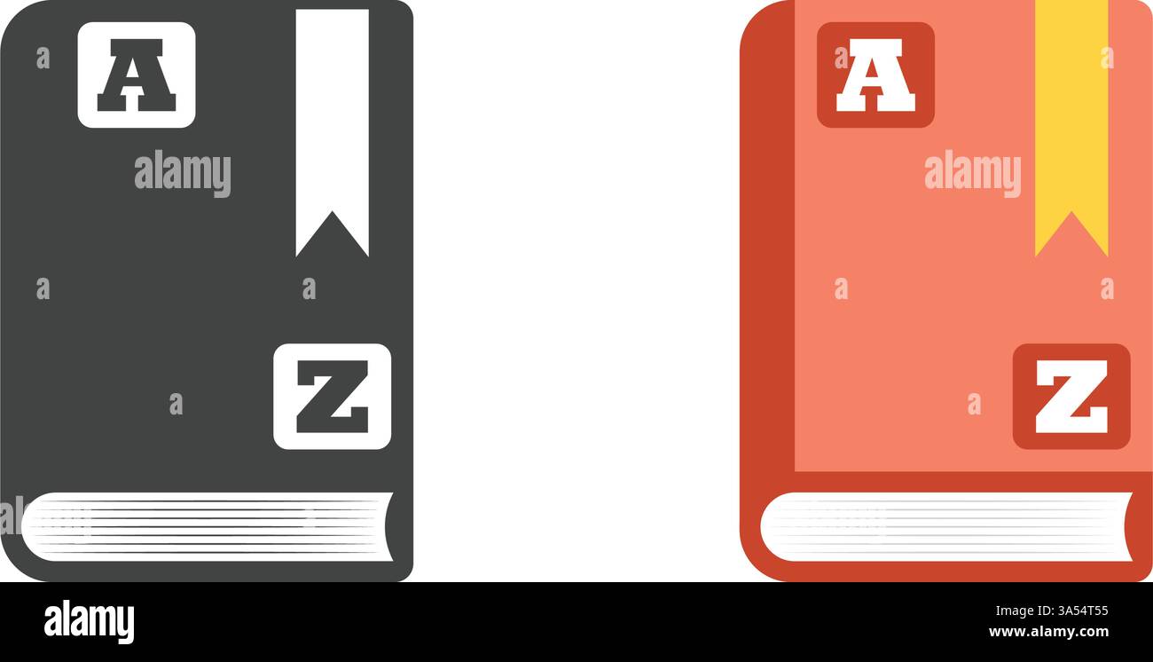 Glossary book icon in flat style. Guidebook encyclopedia vector ...