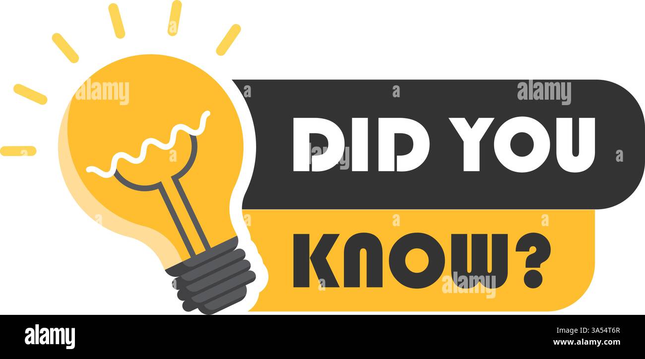 Did you know icon in flat style. Banner with frame and bulb vector ...