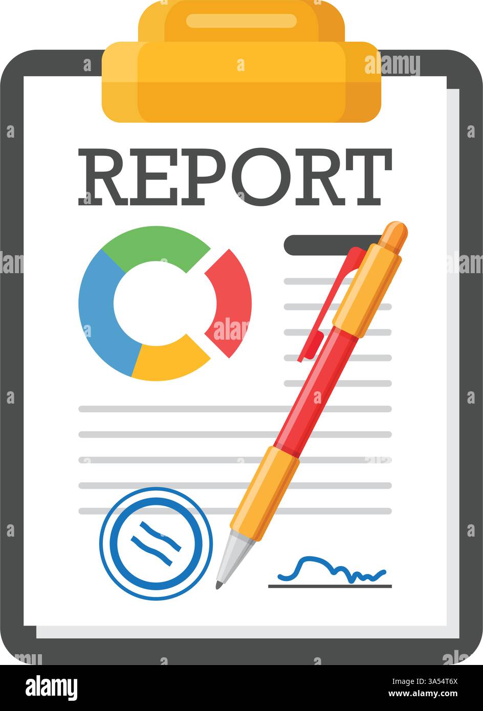 Report document icon in flat style. Dashboard plan vector illustration ...