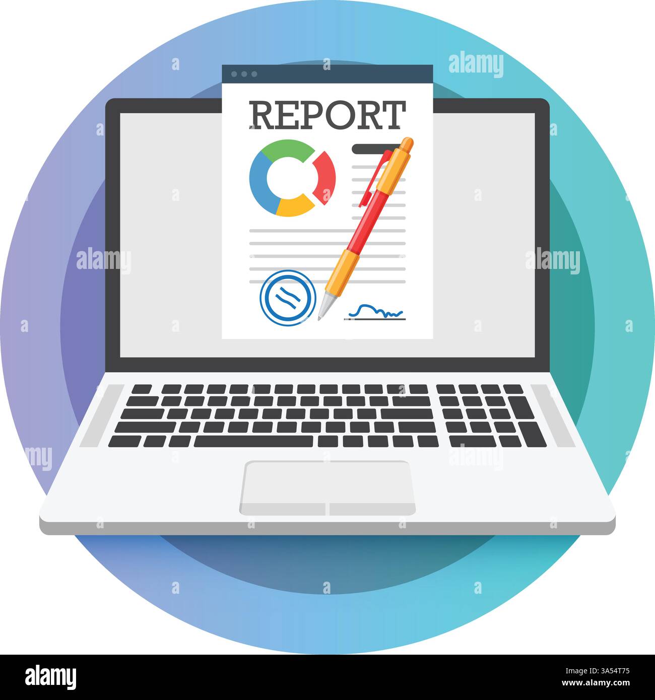 Report document icon in flat style. Dashboard plan vector illustration ...