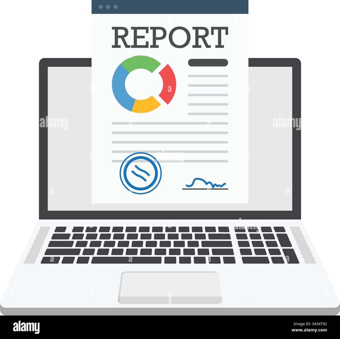 Report document icon in flat style. Dashboard plan vector illustration ...
