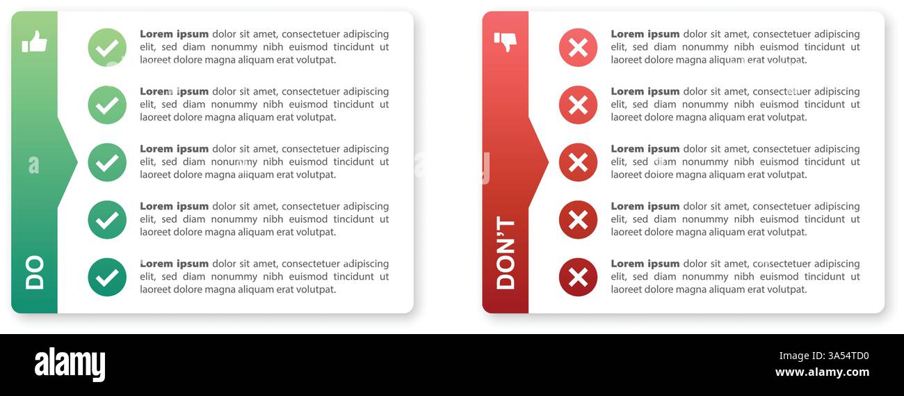 Do and dont icon in flat style. Dos and Don'ts vector illustration on ...