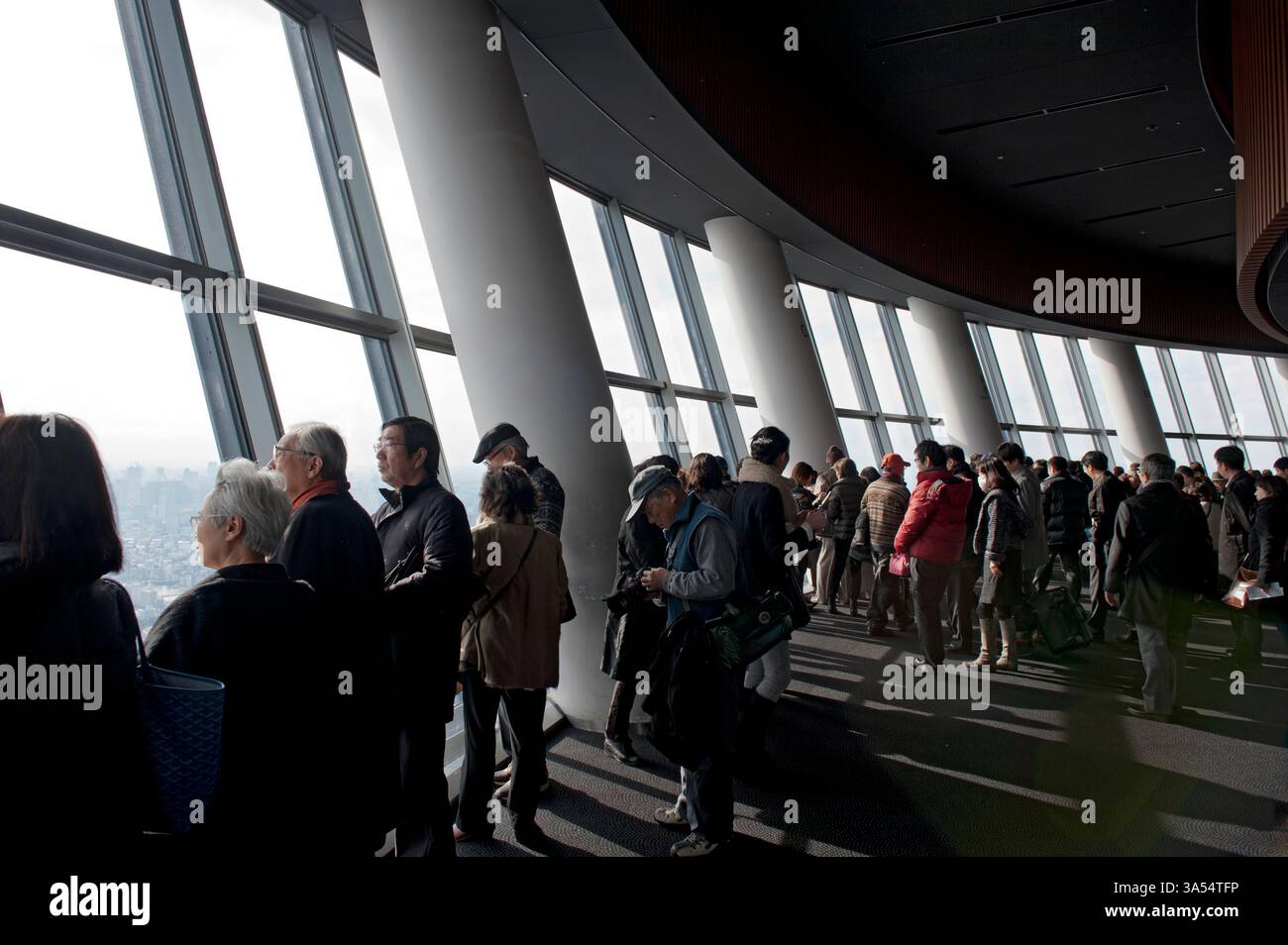 Visitors enjoying panoramic views of metropolitan Tokyo from the Tembo ...