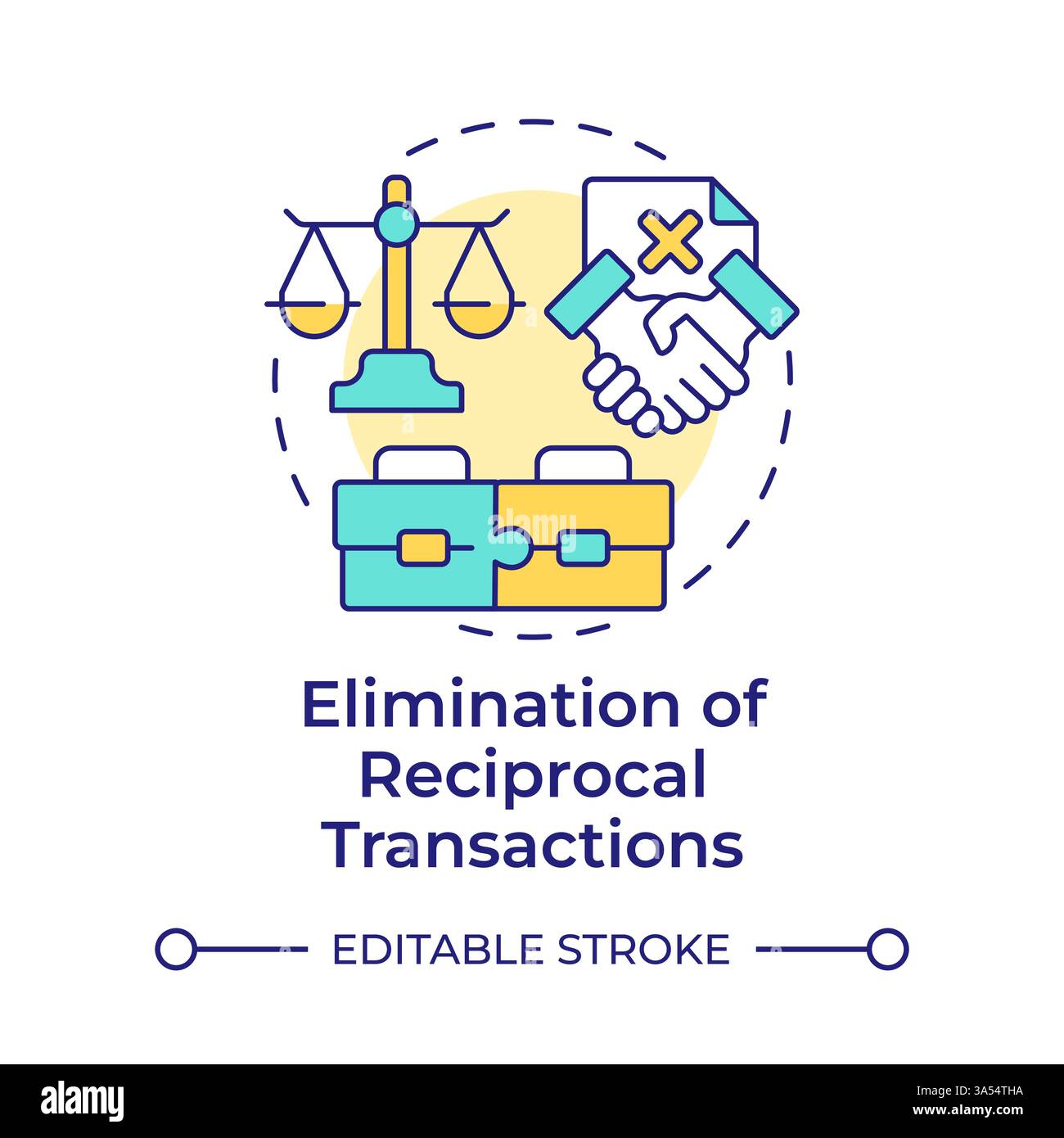 Elimination of reciprocal transactions multi color concept icon Stock ...