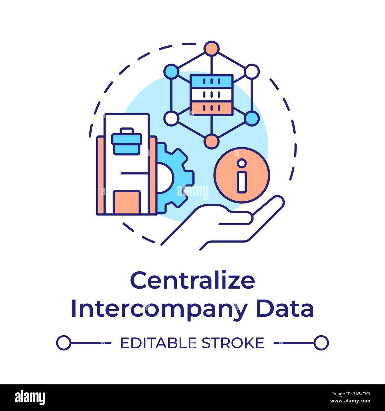 Centralizing intercompany data multi color concept icon Stock Vector ...