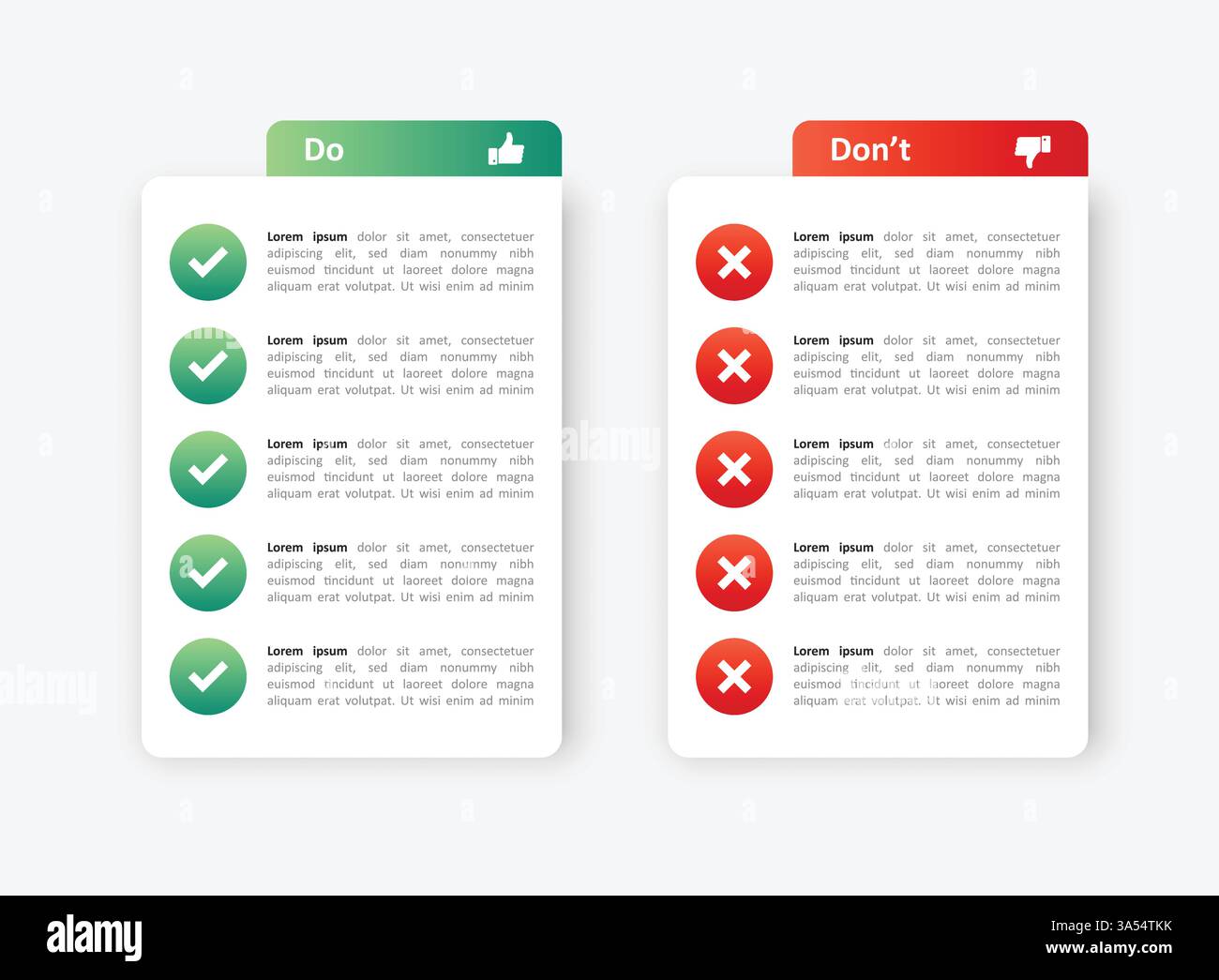 Do and dont icon in flat style. Dos and Don'ts vector illustration on ...