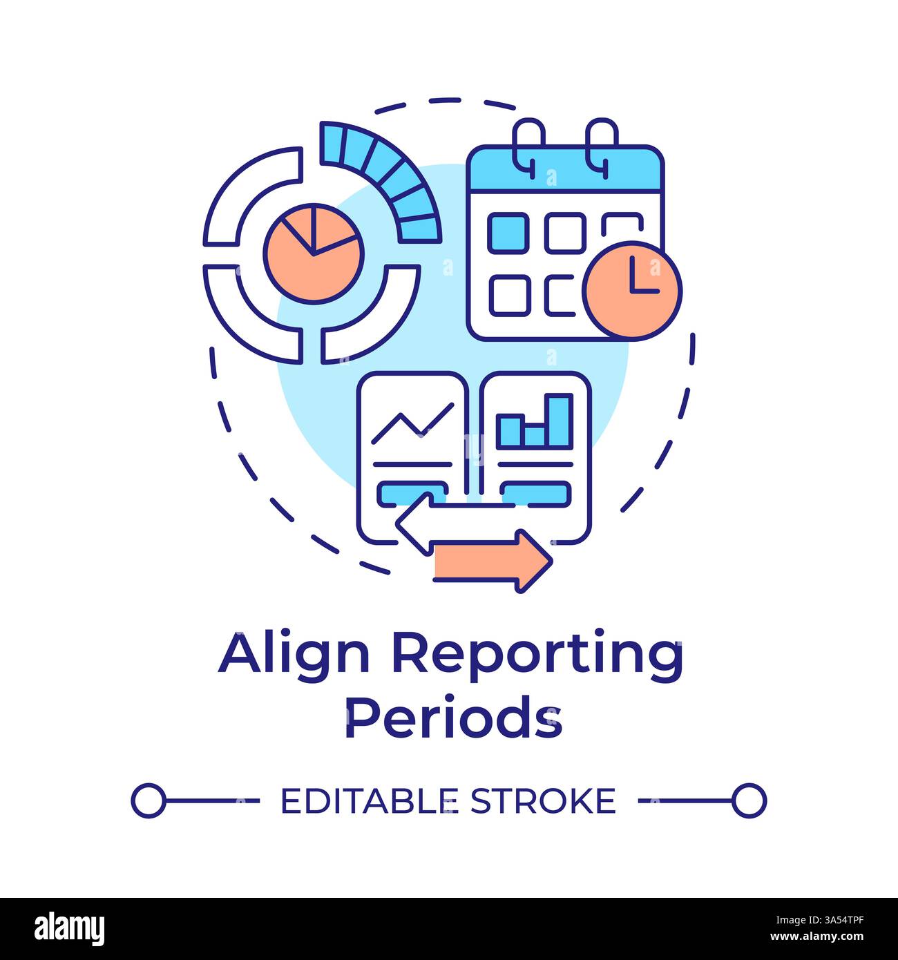 Aligning reporting periods multi color concept icon Stock Vector Image ...