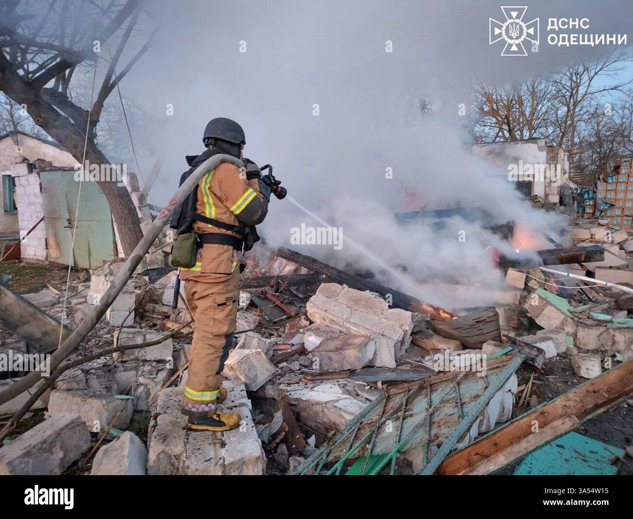 In this photo provided by the Ukrainian Emergency Service, firefighters ...