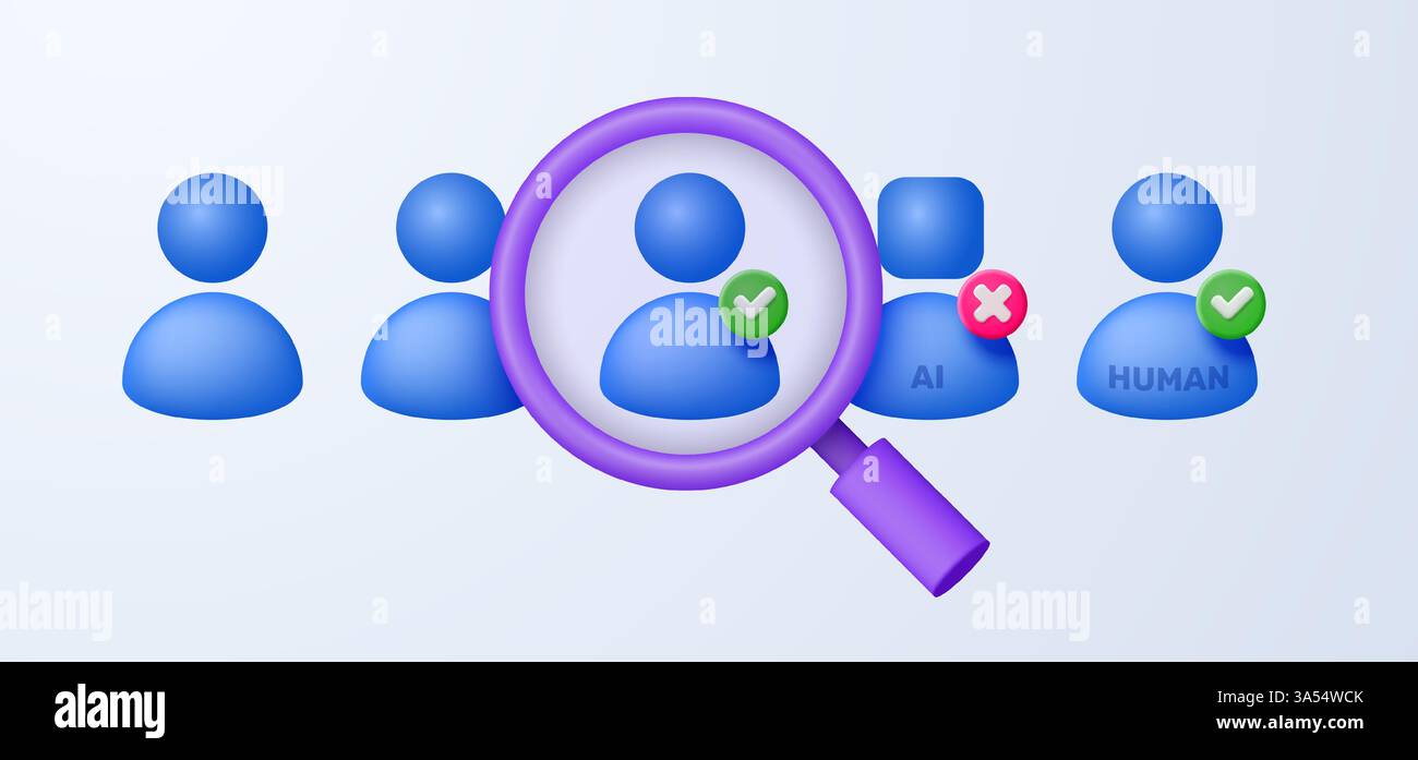 Symbols of a person under a magnifying glass. Concept of definition and ...