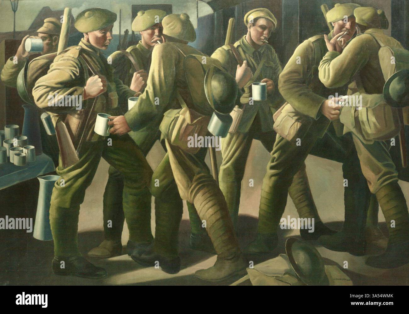 Bernard Meninsky - The Arrival of a Leave Train - Victoria Station ...