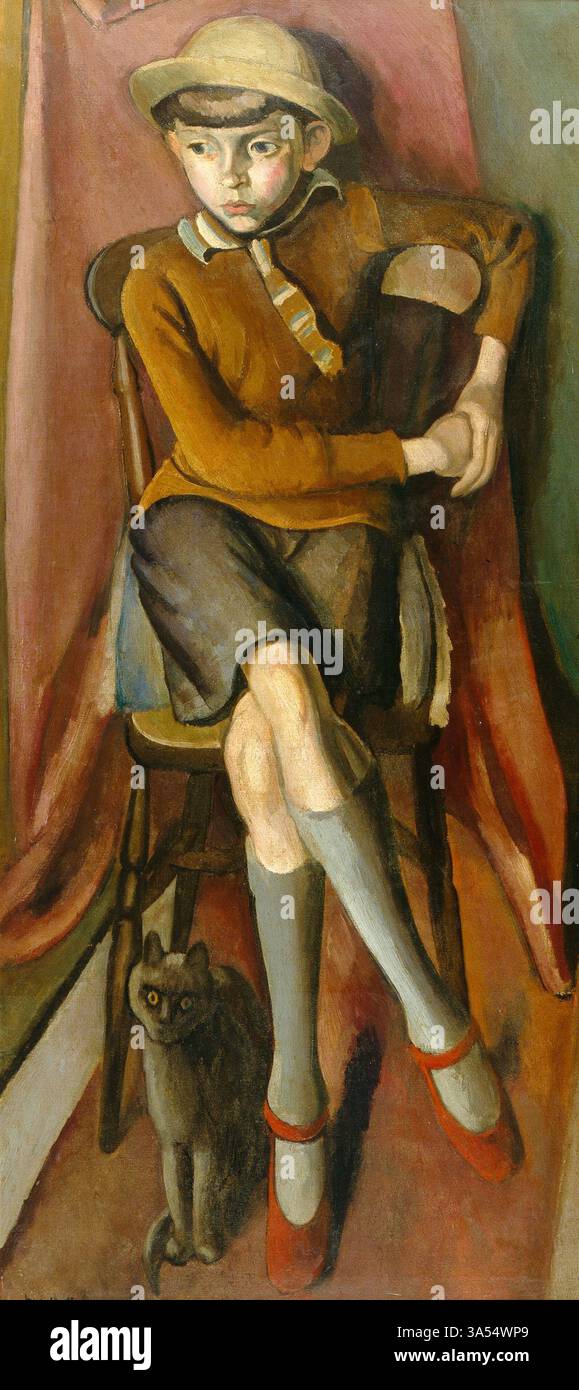 Bernard Meninsky - Boy with a Cat - 1925 Stock Photo - Alamy