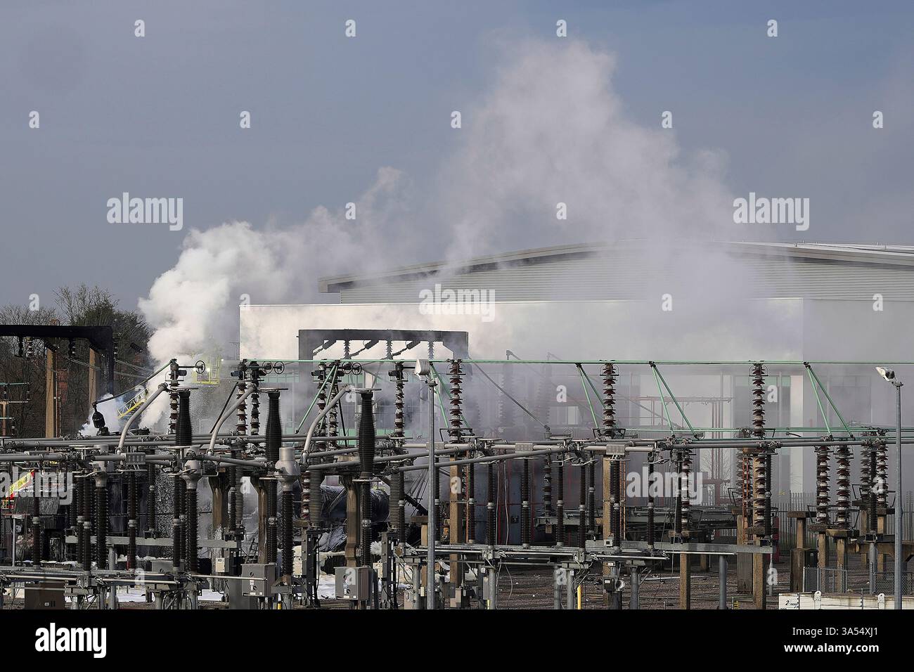 Firefighters extinguish the fire at the North Hyde electrical ...