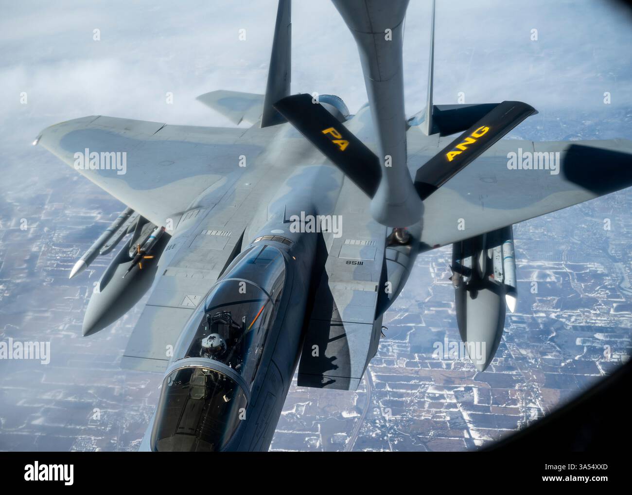 A NORAD F-15 Eagle aircraft from the Massachusetts Air National Guard's ...