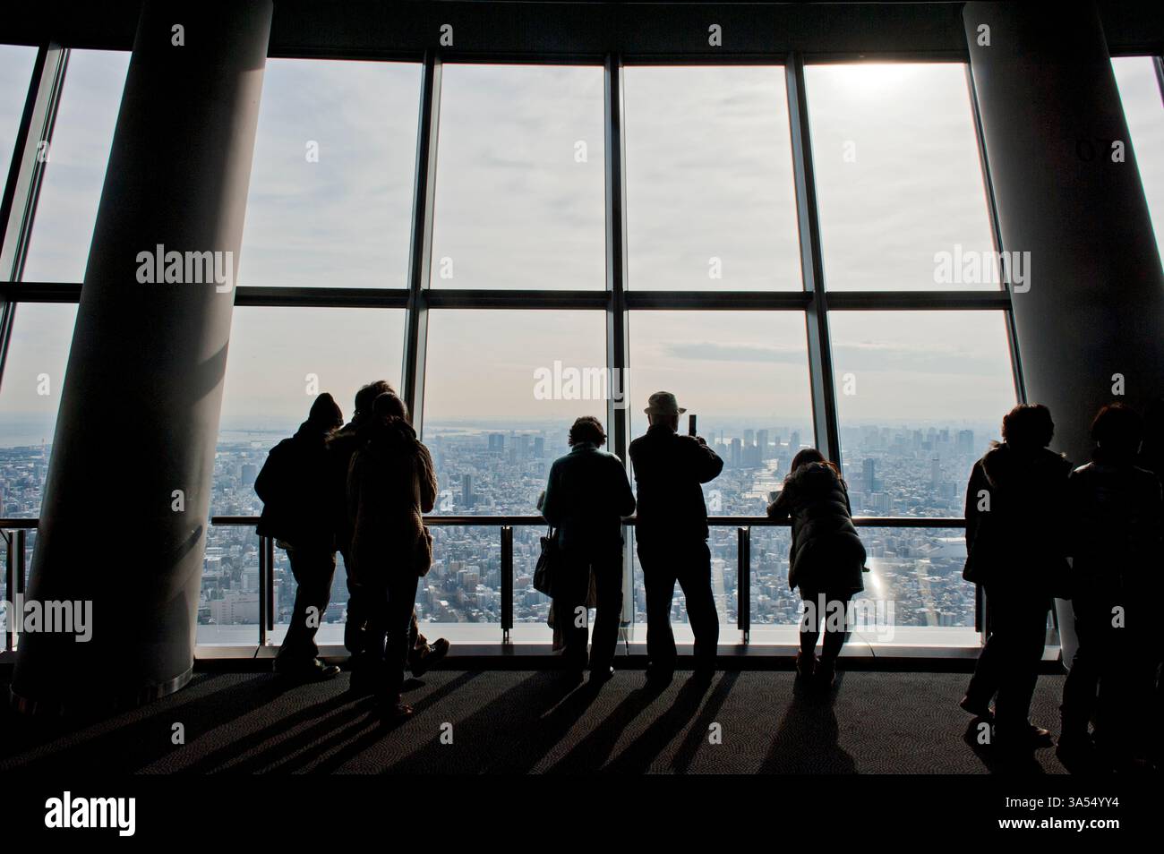 Visitors enjoying panoramic views of metropolitan Tokyo from the Tembo ...
