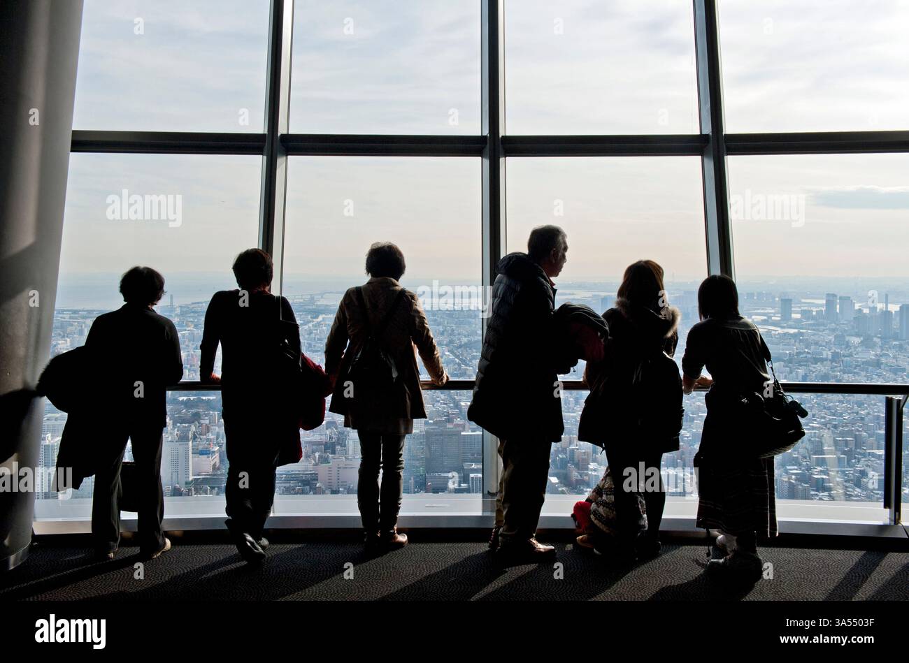 Visitors enjoying panoramic views of metropolitan Tokyo from the Tembo ...