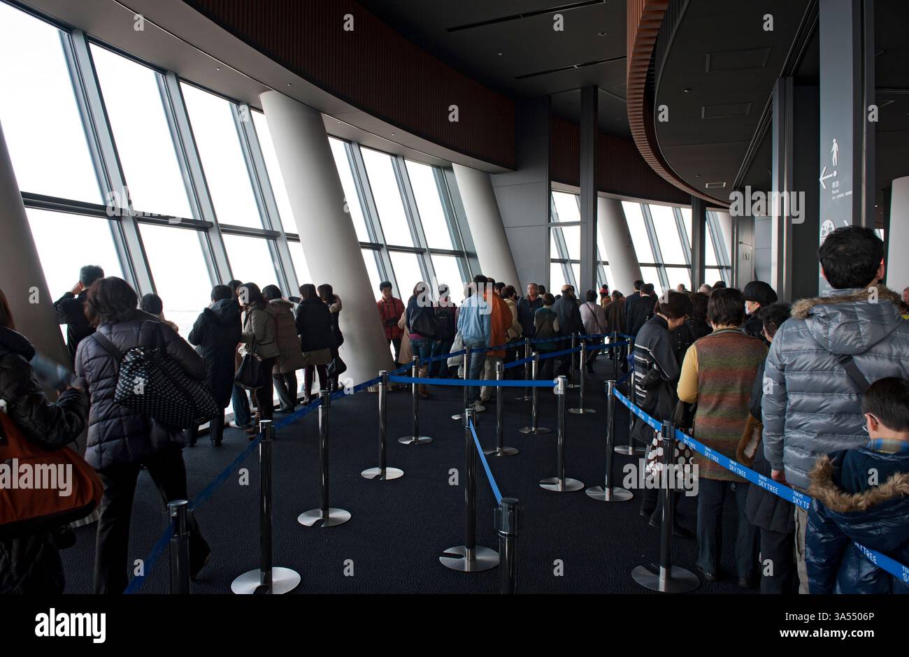 Visitors enjoying panoramic views of metropolitan Tokyo from the Tembo ...