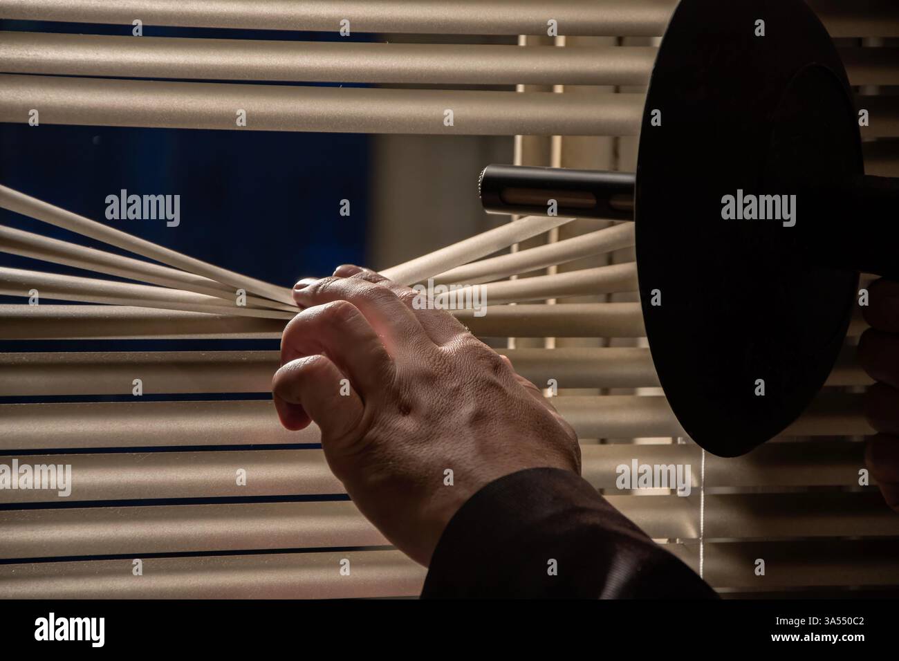 FBI agent eavesdropping on a directional microphone Stock Photo - Alamy