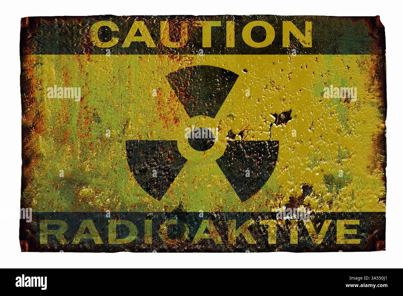Rusty sign with the inscription : caution, radiation. Backgrounds and ...