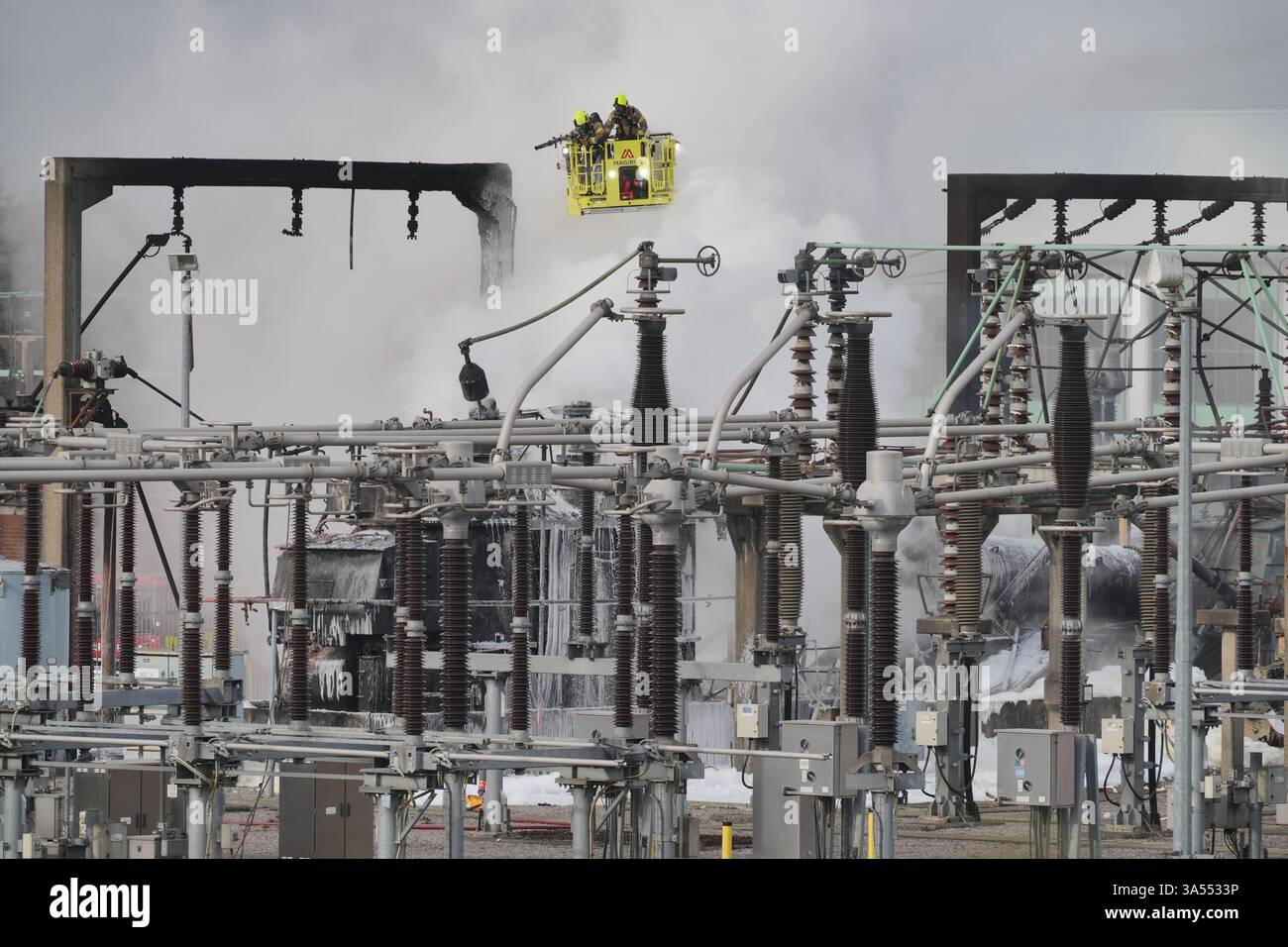 Firefighters at the North Hyde electrical substation which caught fire ...
