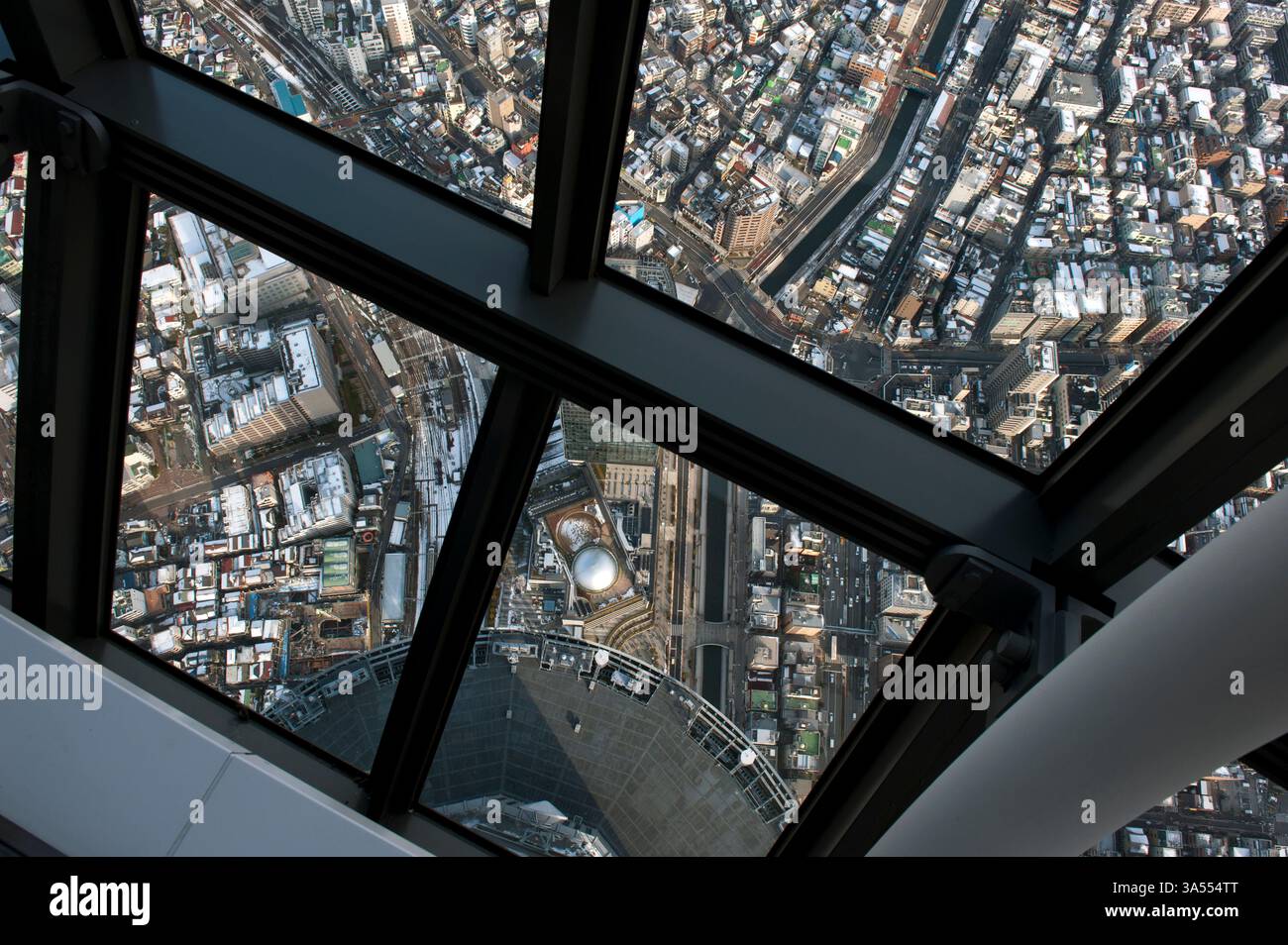 View from the Tembo Galleria level of the Tokyo Skytree looking down at ...
