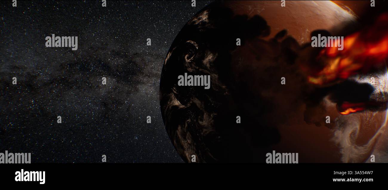 A 3D visualization of Earth during the late heavy bombardment, with ...