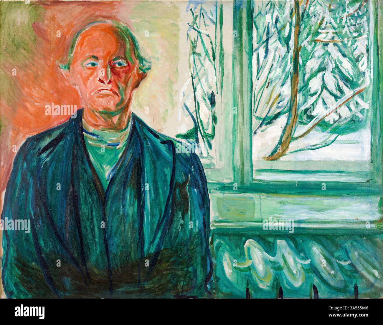 Edvard Munch, Self-portrait by the window, painting in oil on canvas ...