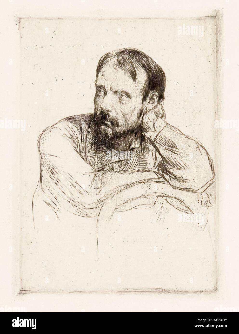 Renoir. Portrait engraving of the French impressionist painter Pierre ...