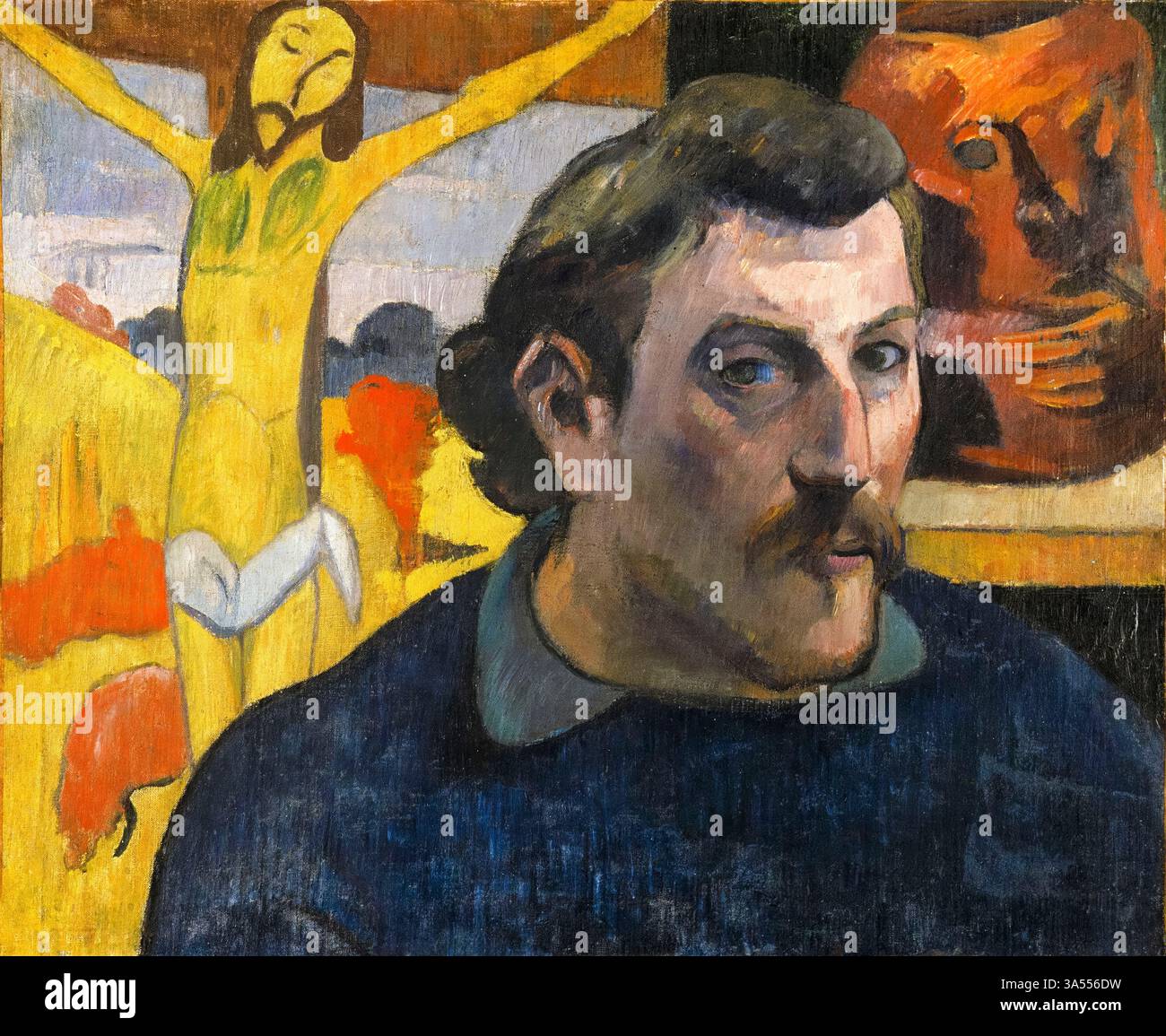 Paul Gauguin (1848-1903) Self-portrait painting of the artist with 'The ...