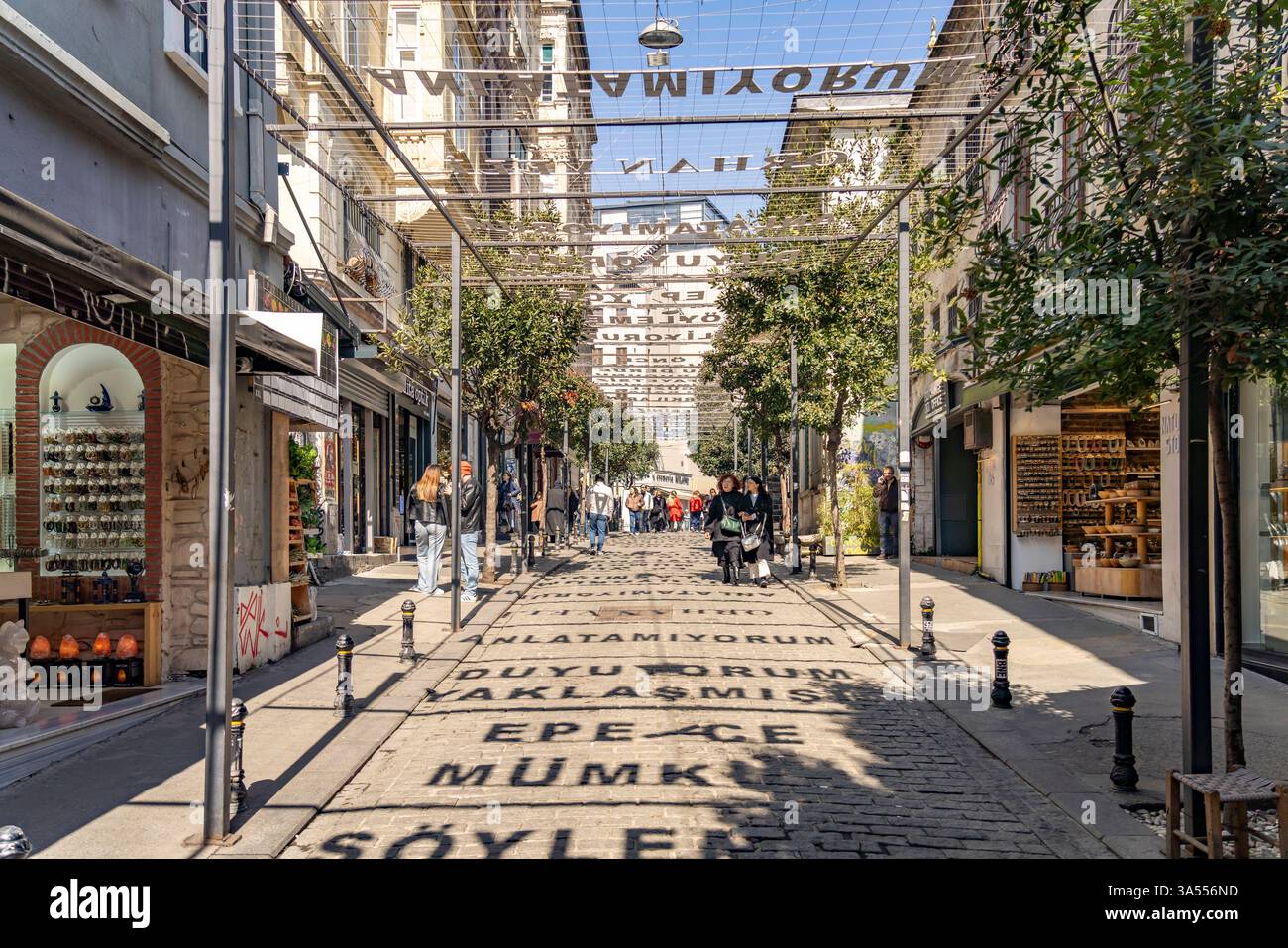 Istanbul The Poem written by the light installation by the Beyoglu ...