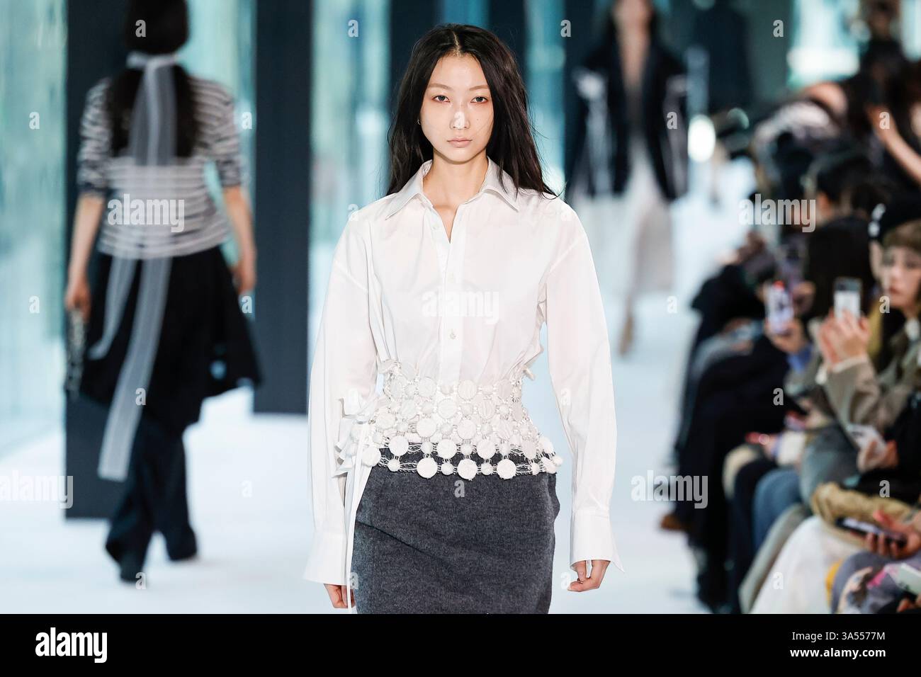March 21, 2025, Tokyo, Japan: Models wearing fashion brand RIV NOBUHIKO ...