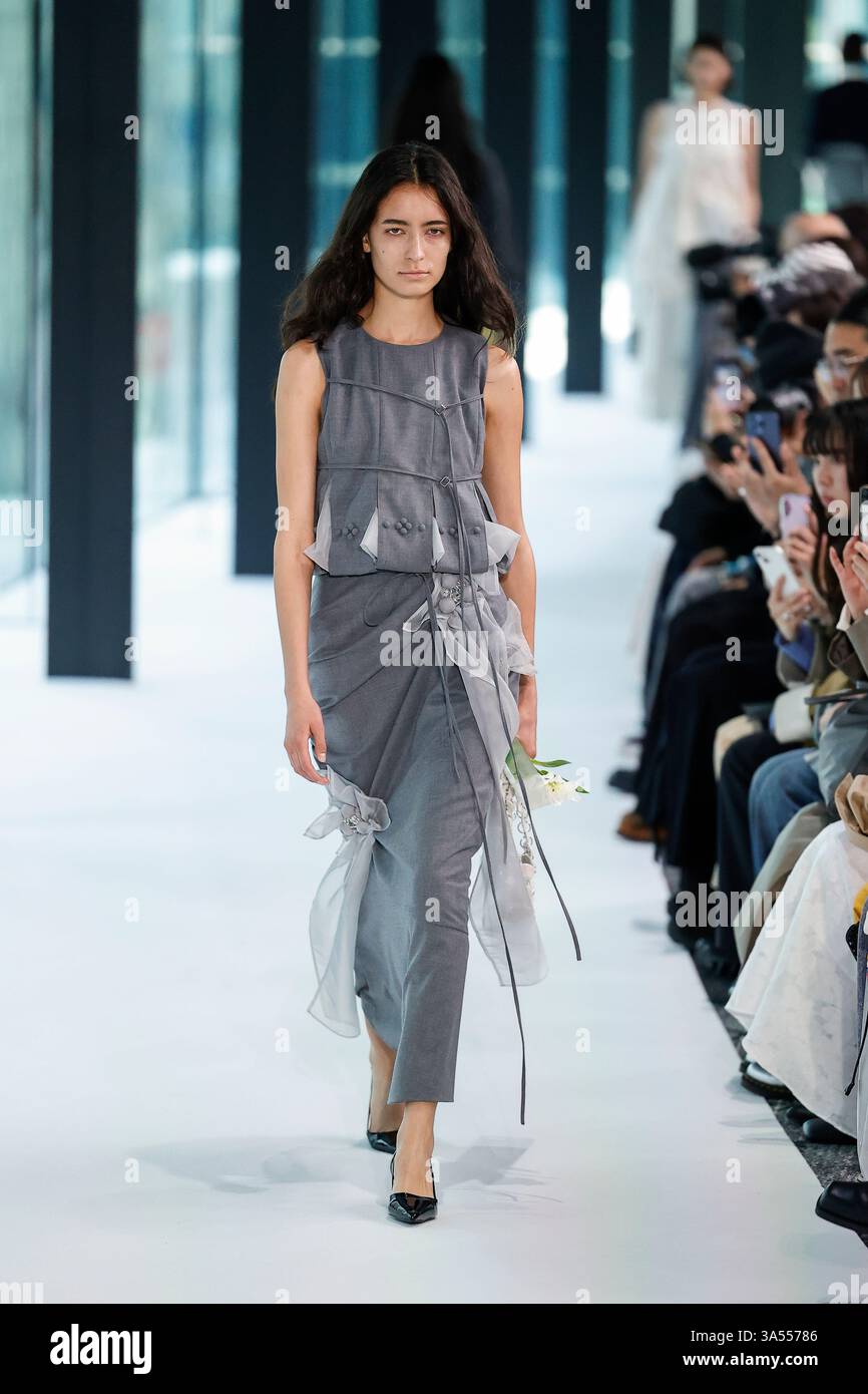 March 21, 2025, Tokyo, Japan: A model wearing fashion brand RIV ...