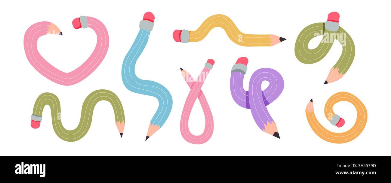 Twisted curved comic pencil doodle sketchy. Line hand drawn simple ...