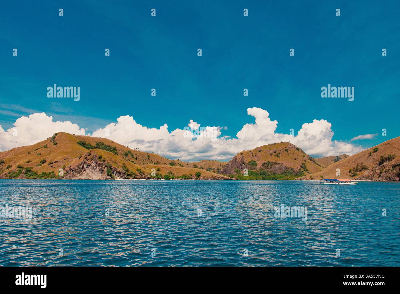 Golden islands group in Labuan Bajo sea Stock Photo - Alamy