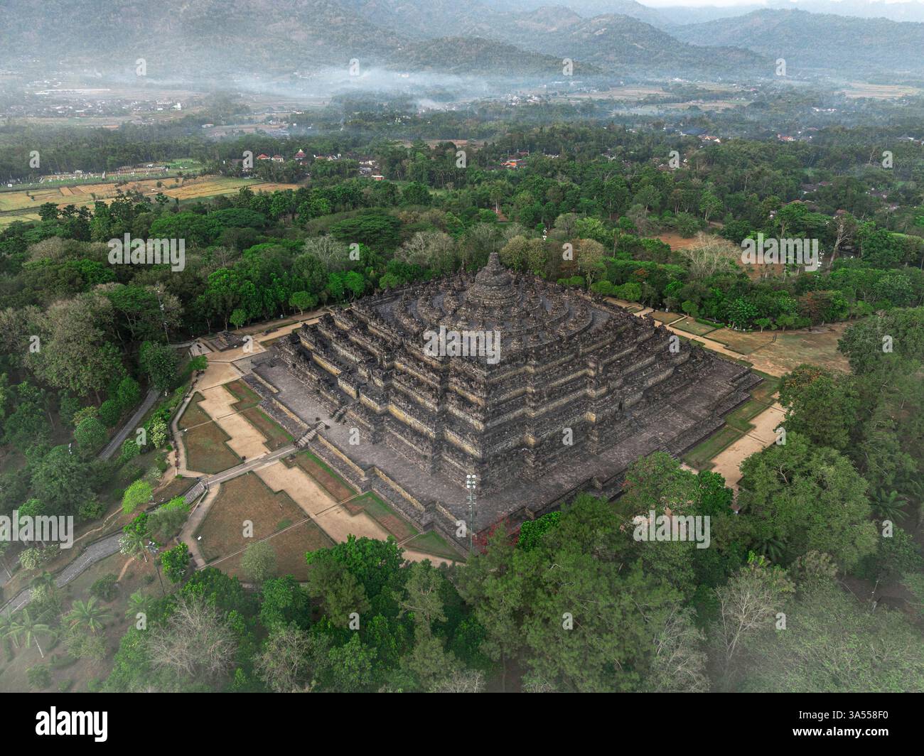 Aerial view of Borobudur buddhist temple, Java Stock Photo - Alamy