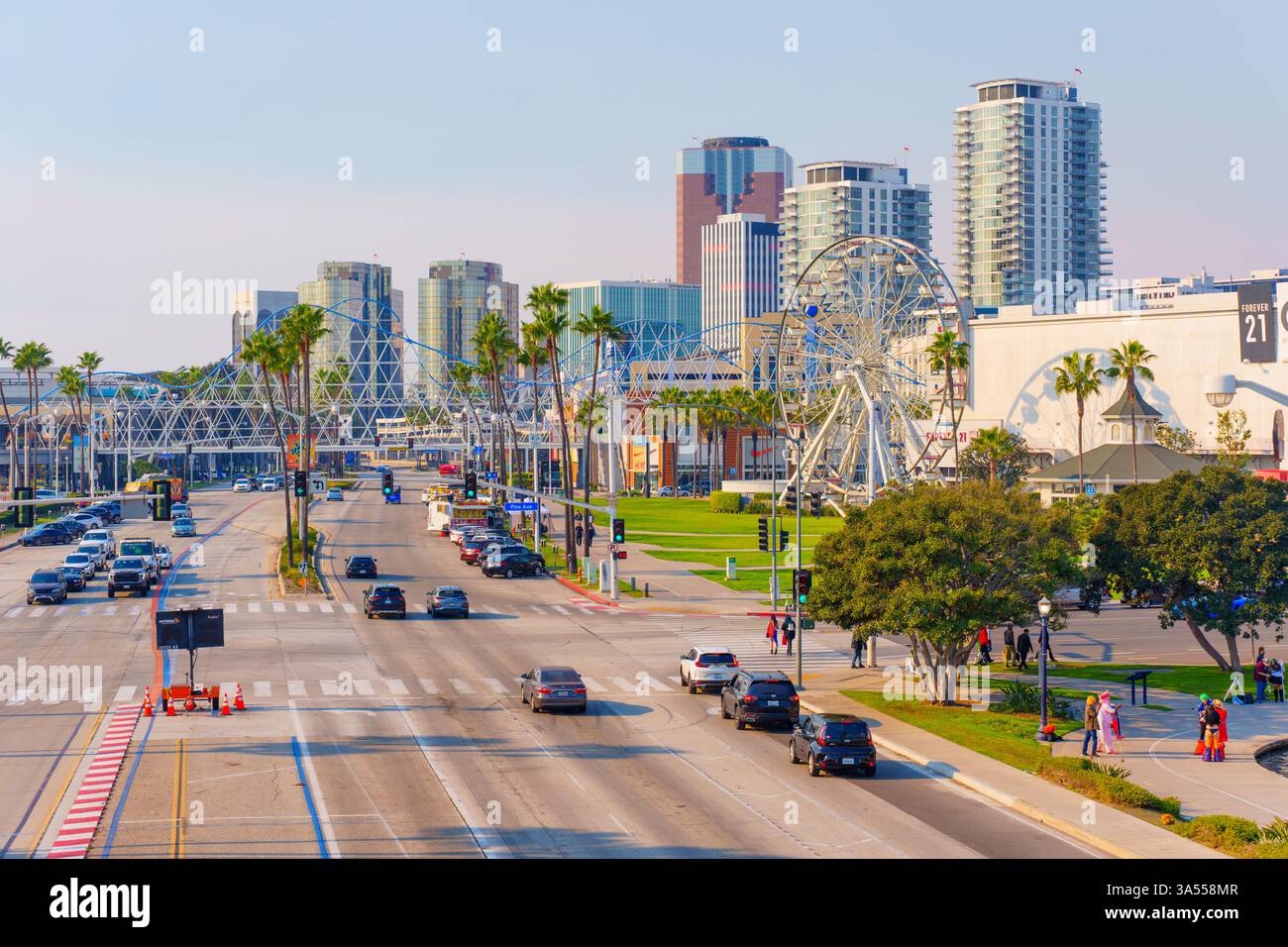 Long Beach, California - January 11, 2025: Lively scene on West ...