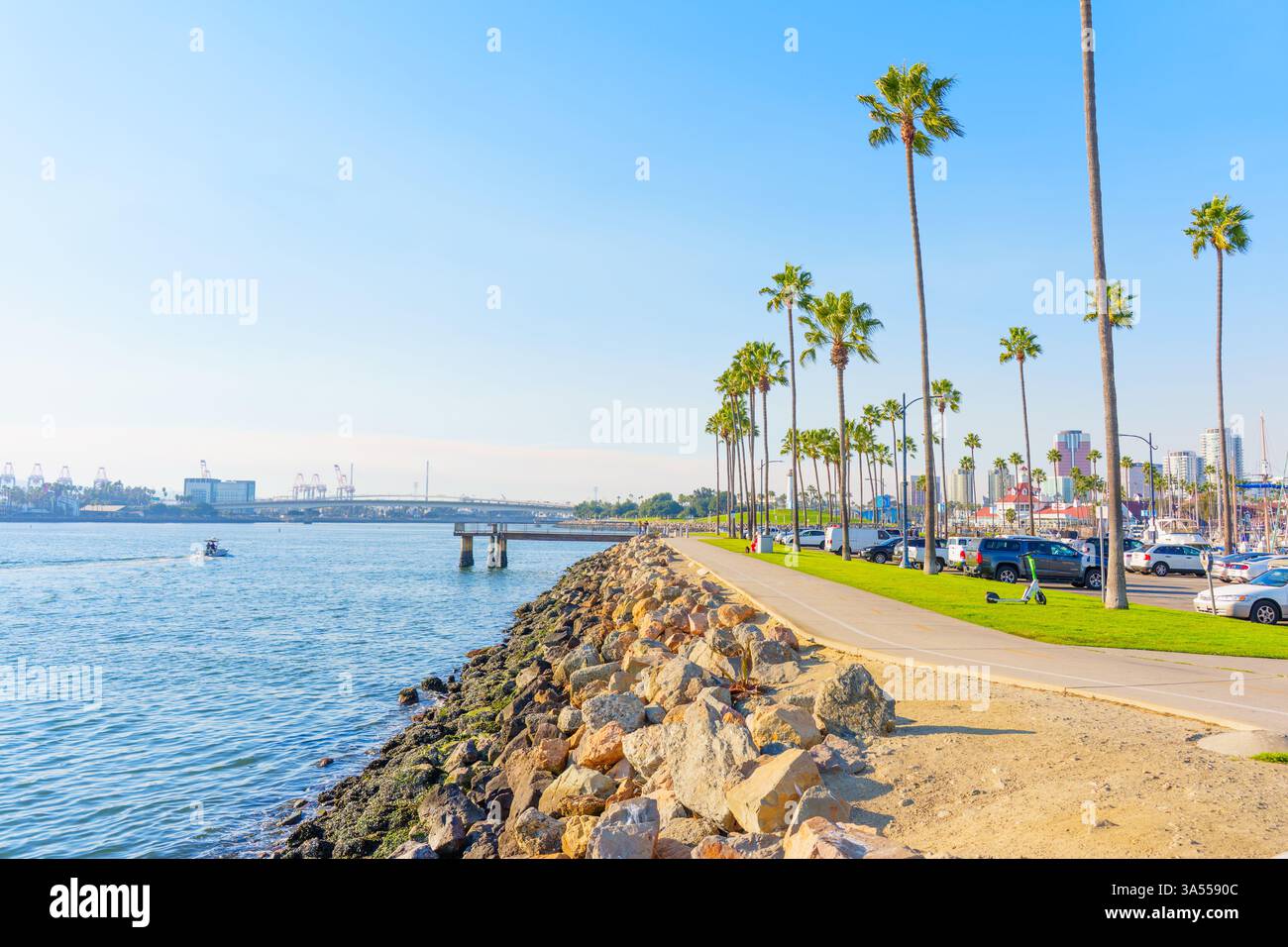 Long Beach, California - January 11, 2025: Sunny waterfront scene in ...