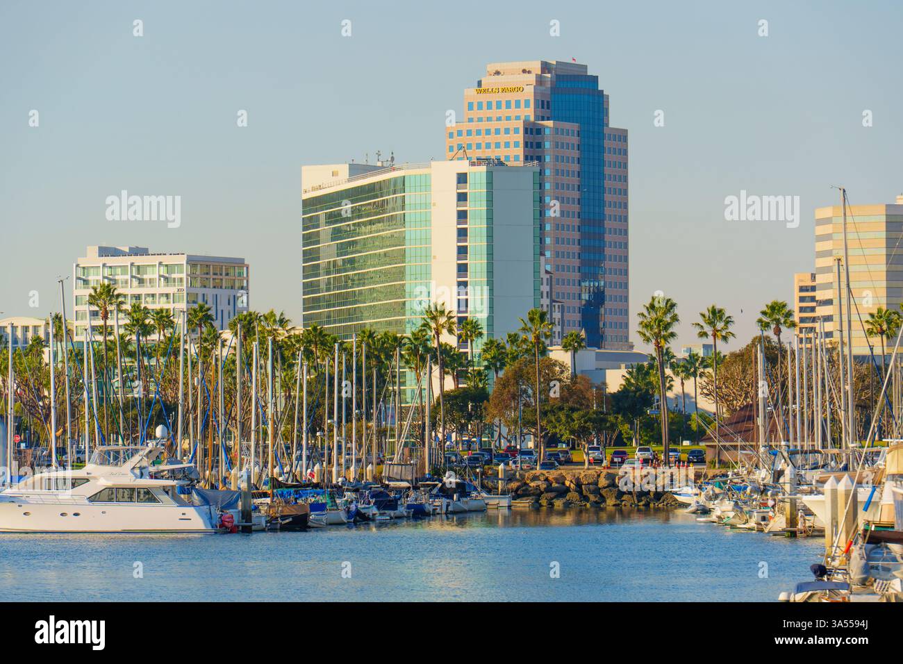 Long Beach, California - January 11, 2025: Waterfront view of docked ...