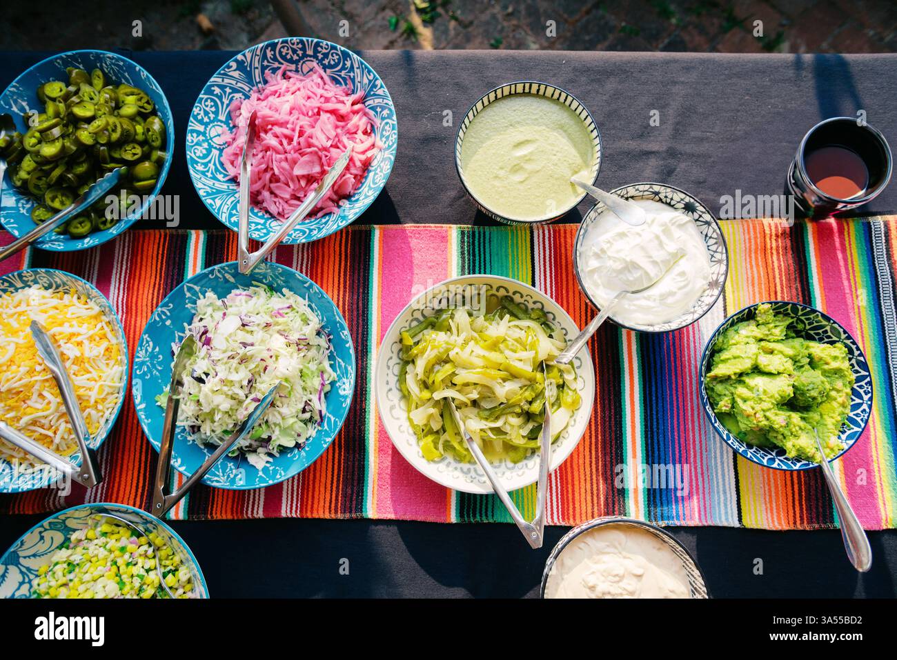 Colorful Mexican food buffet set up for dinner at a summer event Stock ...