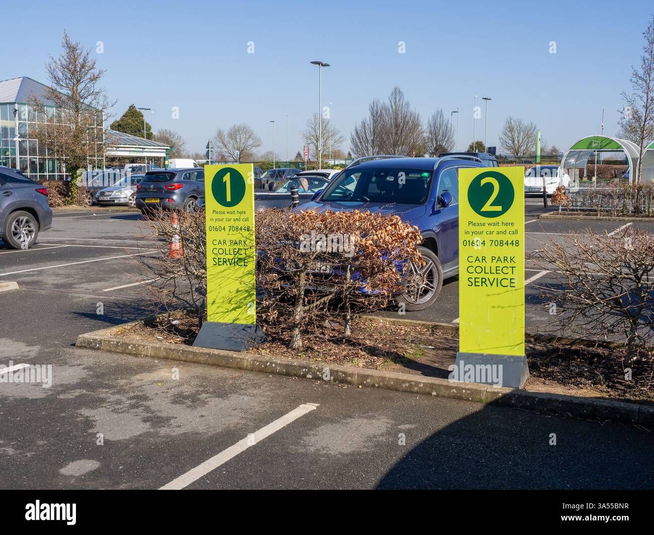 Signage for the car parking collect service, Waitrose supermarket ...
