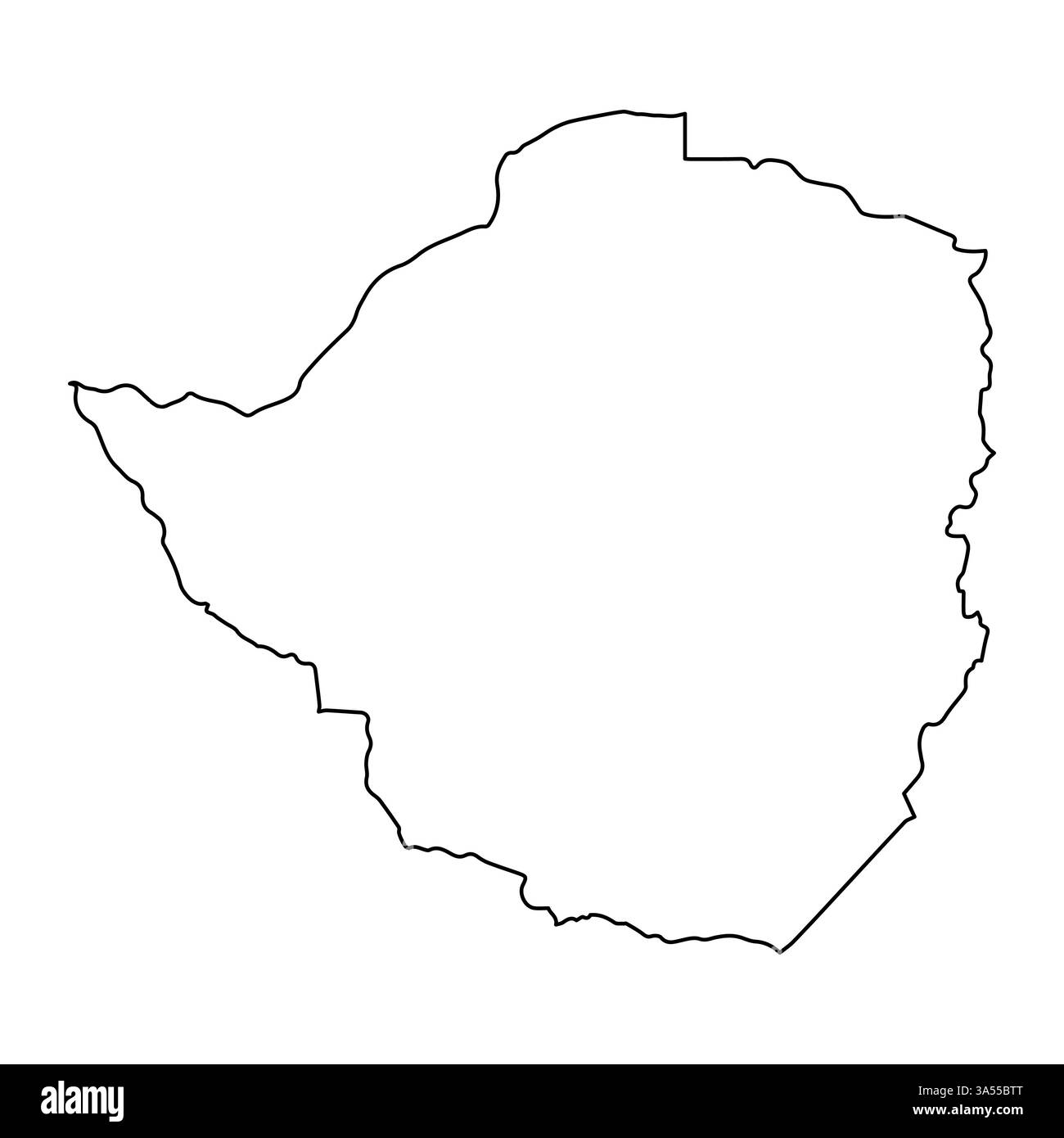 Simple black border outline map Zimbabwe on white vector illustration ...