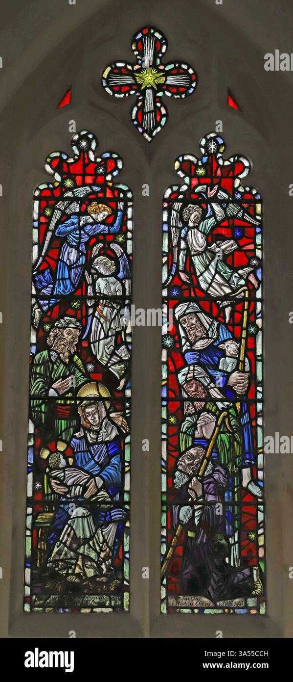 Stained glass window of 1953 by Jane Paterson, depicting The Adoration ...