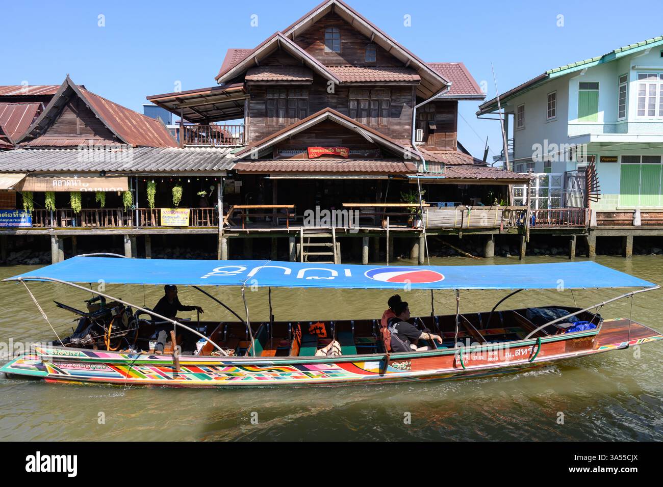 Amphawa, Thailand. 15th Mar, 2025. A tourist boat passes the ...